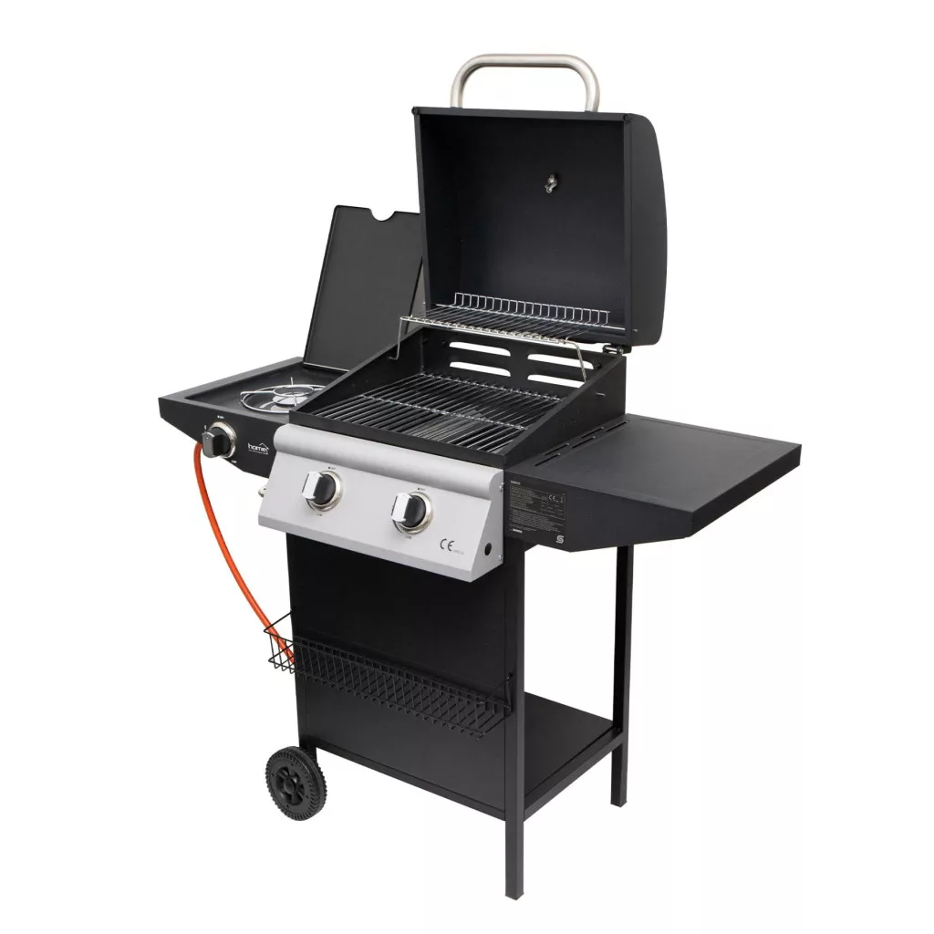 HOME GRG02 gázgrill, 2 főégővel, 1 oldalégővel, 3,2 kW égőnk